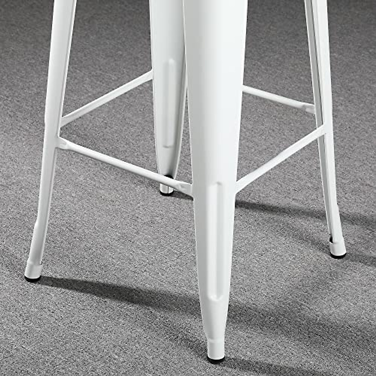 Topeakmart 30 inches Metal Bar Stools High Backless Barstool Stackable Bar Height Stools Chairs, White, Set of 4