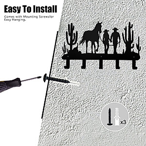 Ecqizer Cowboy Coat Hooks Wall Decor-Cowboy Hangers and Key Hooks Holder-Clothes Cowboy Hat Rack and Backpack Hanger-Cowboy Wall Art Decor for Storage, Living Room, Hallway, Bedroom…