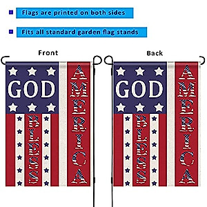 Patriotic Garden Flag god bless america Let Freedom Ring House Flag Double Sided, holiday garden flags 4th of July Memorial Day Independence Day Yard Outdoor Decoration 12X18 Inch