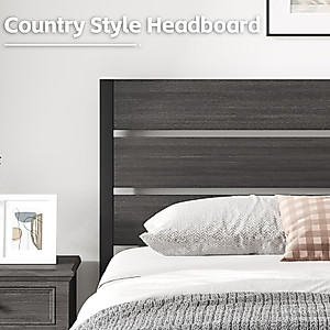 Fluest Queen Bed Frame with Headboard and Footboard, Metal Platform Bed Frame with Under Bed Storage, All-Metal Support System, No Box Spring Needed, Easy Assembly,Rustic Grey