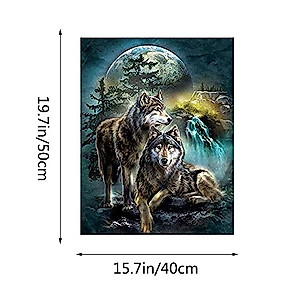 Kimily Moon Wolf DIY Paint by Numbers for Adults Kids Wolf Animal Paint by Numbers DIY Painting Wolves Moon Acrylic Paint by Numbers Moon Painting Kit Home Wall Living Room Bedroom Decor Moon Wolves