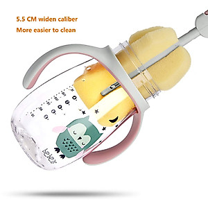 Bebamour Click Lock Weighted Baby Sippy Cups with Removable Handles No Spill Toddler Sippy Cups Transition Cups with Bottle Brush,Straw Cleaner Set(210 ML, PPSU,Purple)