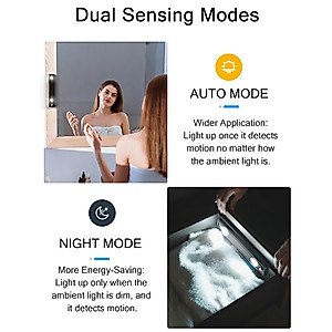 Under Cabinet Lights, Wireless Motion Sensor Light Indoor, Black 10in LED White Lighting Rechargeable Battery Operated,4 Modes Night Light, Stick-On Magnetic Closet Lights for Kitchen, Hallway(2 Pack)