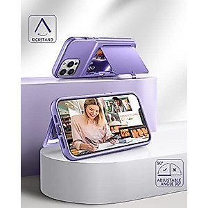 WeLoveCase for Cute iPhone 13 Pro Max Case for Women with Credit Card Holder & Hidden Mirror, Heavy Duty Protection Cover Protective Wallet Case for iPhone 13 Pro Max Light Purple