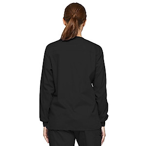 Dickies Women's Plus Size EDS Signature Scrubs Missy Fit Snap Front Warm-Up Jacket, Black, XX-Large