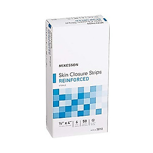 McKesson Skin Closure Strips, Sterile, Reinforced, 1/2 in x 4 in, 50 Count