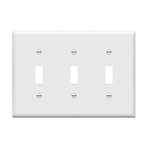 ENERLITES Triple Light Switch Wall Plate, Gloss Finish, Standard Size 3-Gang 4.50" x 6.38", Unbreakable Polycarbonate Thermoplastic, 8813-W, White