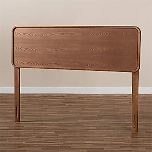 BOWERY HILL Mid-Century Wood King Headboard in Walnut Brown