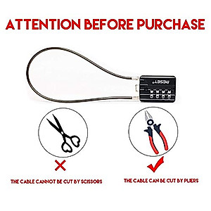 RESET-200 4 Digit Combination Padlock with 12 inches Steel Cable,Cable Lock for Locker Luggage Suitcase Gun Case Toolbox Helmet Black,2 Pack