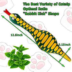 RUNLY Large Catnip Cat Toys 3PCS, Flipper Flopper Cat Toy Perfectly Caters Cat's Natural Instinct to “Rabbit Kick”, Cat Toys with Catnip for Indoor Cats, Cute Cat Toys with Well-fed Snake Shape