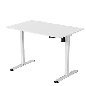FLEXISPOT Quick Install Standing Desk EC9 Electric Height Adjustable Desk for Home Office 48 x 24 Inches Sit Stand Desk Whole-Piece Desk Board VICI(White Frame + 48" White Top)