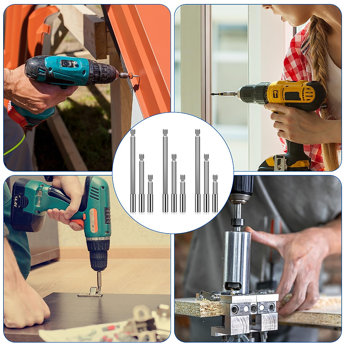 3PCS Magnetic Drill Bit Extension Holder 1/4" Hex Shank Magnetic Screwdriver Bit Holder S2 Steel Impact Driver Bit Set for Automotive Maintenance DIY Repair Work, 2, 4, 6-inch Extensions