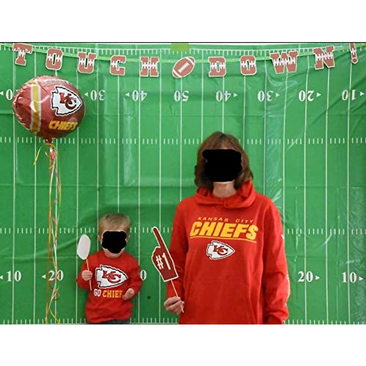 4 Pack Football Touchdown Table Cover Includes 1 Touchdown Banner Games, Playoffs, Birthdays, Tailgate, Baby Shower, Football Theme Party Supplies