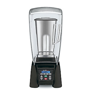 Waring Commercial MX1500XTS 3.5 HP Blender with 4 recipe programable LCD Display, Noise Reducing Sound Enclosure and 64 oz Stainless Steel Container, 120V, 5-15 Phase Plug