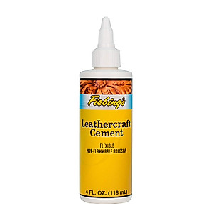 Fiebing's Leathercraft Cement - Leather Glue (4oz) - Quick Drying, High Strength, Flexible Adhesive w/Permanent Bonding for Craft or Repair for Leather Jackets, Shoes, Wallets, Furniture - Non-Toxic