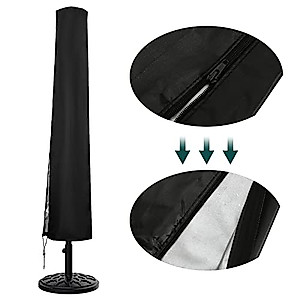 Patio Umbrella Cover, Aucovely Waterproof Market Parasol Covers with Zipper for 7ft to 11ft Outdoor Umbrellas Large, Black 210D
