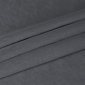 DWCN Dark Grey Sheer Curtains for Living Room Bedroom - Faux Linen Look Voile Drapes Grommet Top Window Curtain Panel 52 x 63 Inch Length, Set of 2 Panels