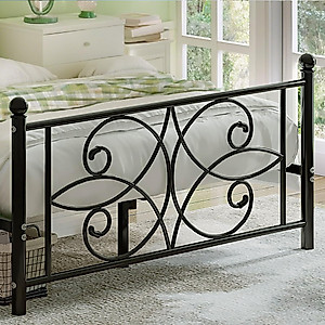 VECELO Full Size Bed Frame with Headboard, Heavy-Duty Platform with Metal Support Slats, Strong Mattress Foundation, No Box Spring Needed, Matte Black