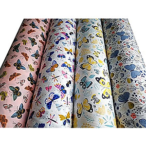 18" x 22" Fat Quarters Quilting Cotton Fabric Bundles for Sewing, 8 PCS Butterfly