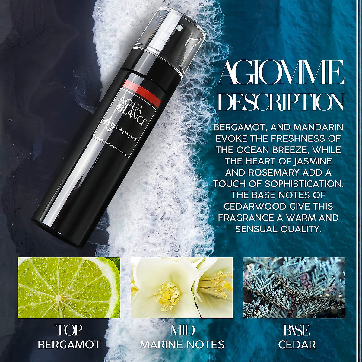 AQUA BLANCE Body Spray for Men, Pack of 3, Each 3.4 Fl Oz, Total 10.2 Fl Oz, Deodorant for Men Refreshing Fragrance Mist