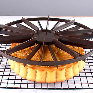 Dsjnf Cake divider Round cake slicer and pie slicer equal parts knife, Slice marks, baking tools, kitchen utensils, red 10 or 12 pieces double-sided -1pcs