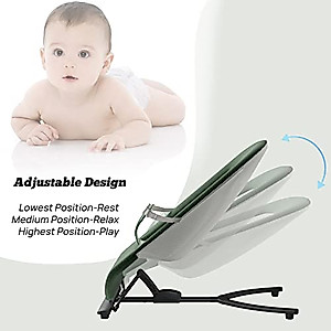KIDSVIEW Bouncer for Babies, Baby Bouncer 0-6 Months, Baby Bouncers for Infants with Adjustable Height Positions with Overhead Pillow and Calming Bounce (Green)