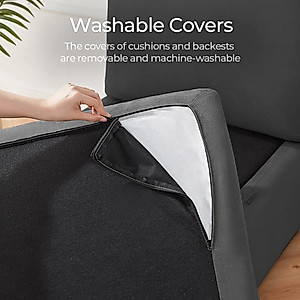 LINSY HOME Modular Sectional Sofa with Storage, Washable Sectional Couch, Covers Changeable, Single Couch Modular Chair to Extend Your Sofa, Dark Grey