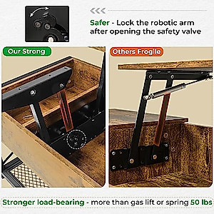 Itaar 43" Lift Top Coffee Table, 3 in 1 Multi-Function Coffee Table with Storage for Living Room, Small Coffee Table for Dining Reception Room, Rustic Brown.