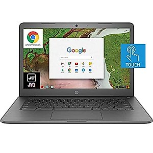 2022 HP Chromebook 14-inch Touchscreen Laptop Computer, Intel Celeron N3350, 4 GB RAM, 32 GB eMMC, Chrome OS, WiFi, Webcam, USB Type-C, Bluetooth, 10 Hrs Battery+JVQ Mousepad, Gray