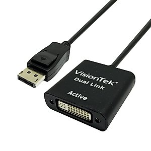 VisionTek DisplayPort to DVI-D Dual Link Active Adapter, 7 Inches, Male to Female, for Lenovo, Dell, HP, Desktop Graphics and More (900639)