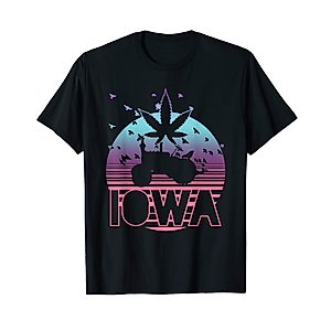 Tractor Farmer Iowa Farmer Cbd Oil Hemp Oil Weed 80s Style T-Shirt