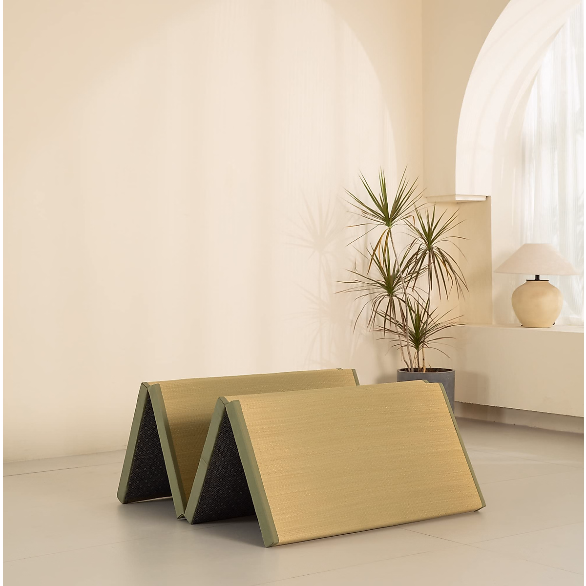 MustMat Thick Tatami Mat Twin XL Floor Mattress Japanese Tatami Bed with Storage Bag 39 x 80 x 2 in (Green)