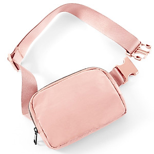 ODODOS Unisex Mini Belt Bag with Adjustable Strap Small Fanny Pack for Workout Running Traveling Hiking, Light Pink