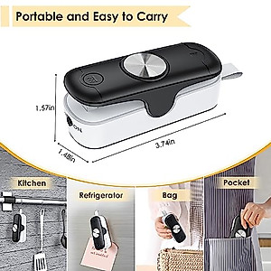 FEPPO Bag Sealer, Bag Sealer Heat Seal with Cutter 2 in 1, Food Sealer Sealing Machine Kitchen Gadget For Chip Bags Plastic Bags Food Storage (Battery Included)