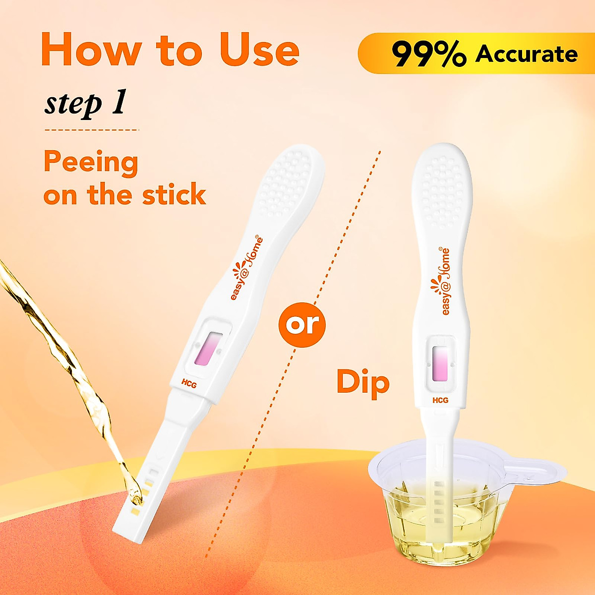 Easy@Home 3 Pregnancy Test Sticks - hCG Midstream Tests, Powered by Premom Ovulation Predictor iOS and Android App, Over 99% Accurate, High Sensitivity Result, 6 Days Before Missed Period