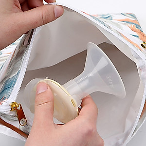 V-COOOL Breast Pump Bag Backpack for Work Mom (Gray) and Breast Pump Parts Wet Bag(Leaves)