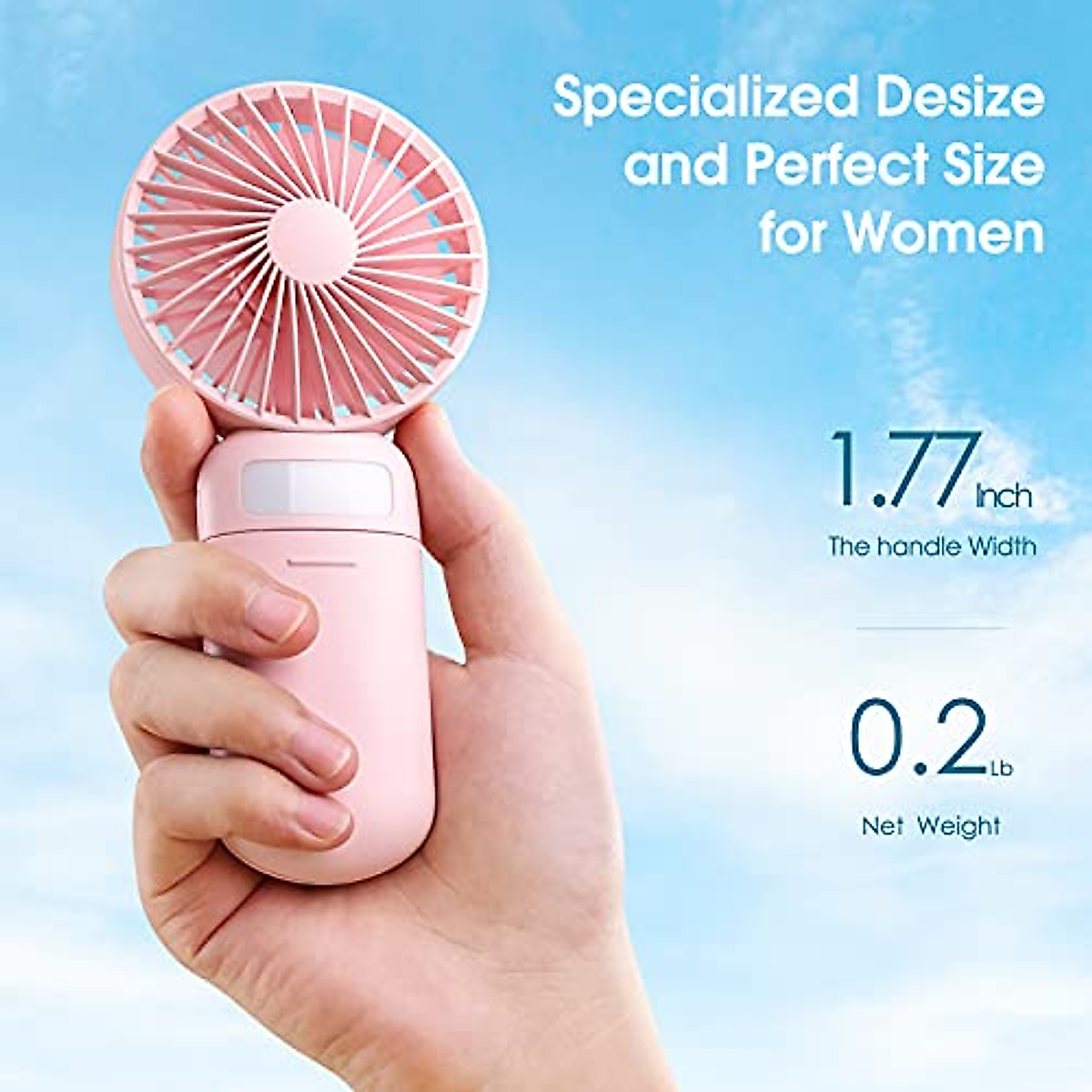 Mini Handheld Fan, Portable Fan Battery Operated, Small Personal Fan USB Rechargeable, 3 Speed Adjustable Hand Fan with Mirror & LED Fill Light, Makeup Eyelash Fan for Women Girls Travel Office