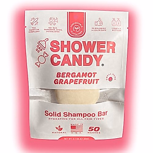 Shower Candy Natural Shampoo Bar for Normal Hair | Scent: Bergamot Grapefruit | Travel and Camping Shampoo