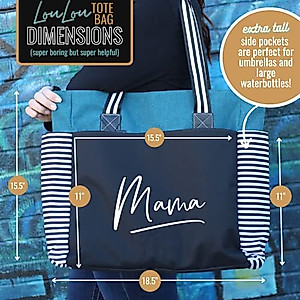 Brooke & Jess Designs Mommy Bag for Hospital - Mama Bear Mom Tote Bag - Mom Bags for Women, Maternity Gift Bags for Mamas (Mama LouLou Teal)