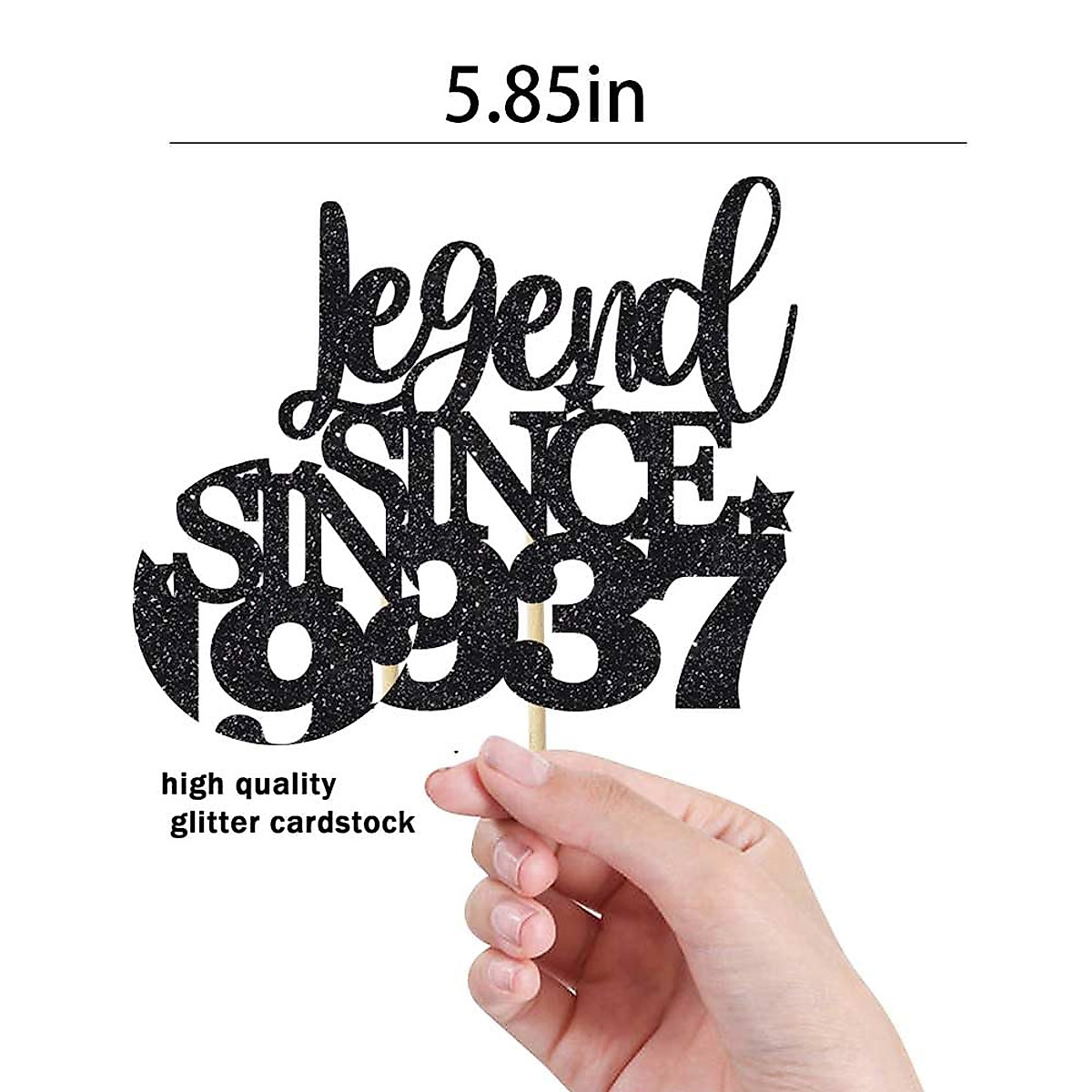 Legend Since 1937 Cake Topper for 85th Men and Women Birthday Party ，black gold glitter cake decoration supplies