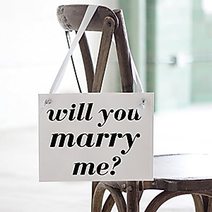 Will You Marry Me Sign For Wedding Proposal | Engagement Banner | Black Ink Gray Ribbon Ivory Paper