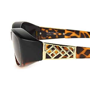 Dioptics Solar Shield Andrea Fits Over Sunglasses Polarized Oval, Brown, 57 mm