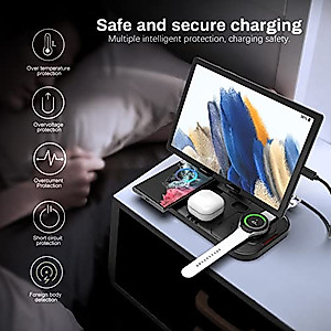 Lopnord for Samsung Wireless Charger, 4 in 1 Charging Station for Samsung Galaxy S22 Ultra/S21/Buds 2 Pro, Watch Charger for Galaxy Watch 5 Pro/4, Foldable Tablet Holder for Samsung Tablet/iPad Stand