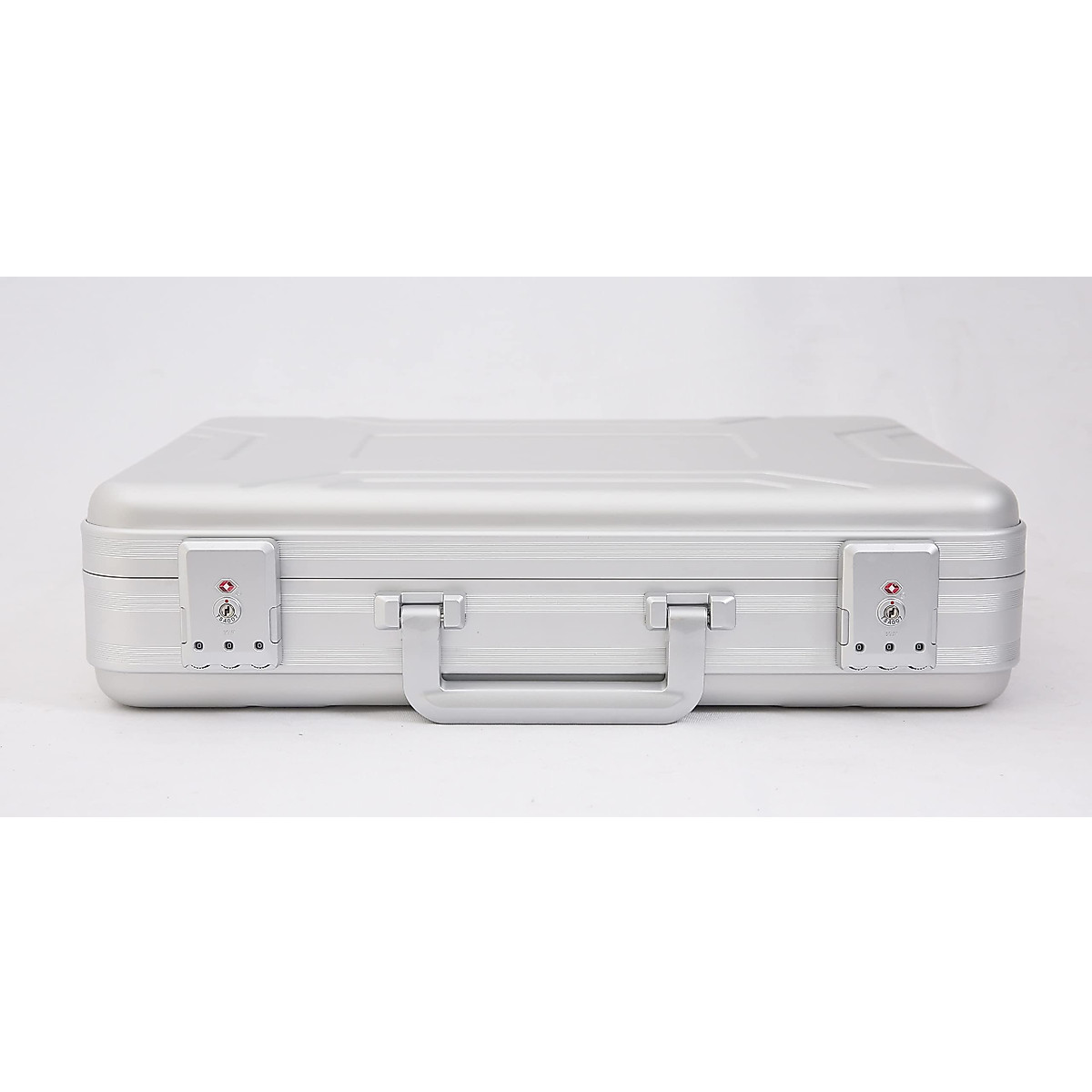 urecimy Silver 18.1X13.8X4.5 Inch Diplomatic Metal Briefcase Aluminum Toolbox Cash Case 18 Inch Laptop Briefcase Hardsided