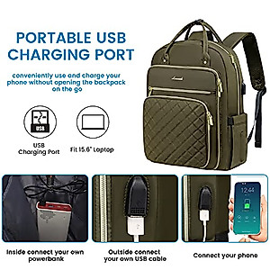 LOVEVOOK Laptop Backpack for Women, Water Resistant Travel Work Backpacks Purse Stylish College Bookbag Business Teacher Nurse Computer Bag with USB Charging Port, Fits 15.6" Laptop
