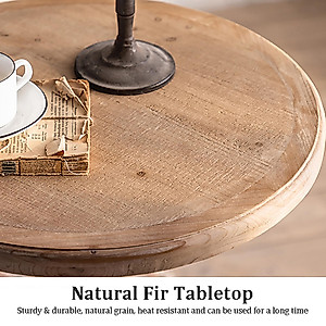 Topjia Rustic Farmhouse End Table,Wooden Round Side Table,French Country Pedestal Accent Side Table,Vintage Small Coffee Table for Living Room Bedroom Bedside Table(46x60cm(18x24inch), Black)