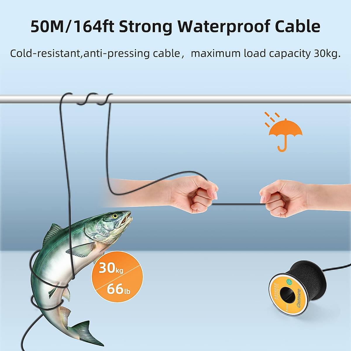 Eyoyo Portable Underwater Fishing Camera Waterproof 1000TVL Video Fish Finder 7 inch LCD Monitor 12pcs IR Infrared Lights for Ice Lake and Boat Fishing (50m Cable)