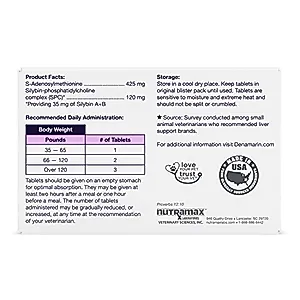 Nutramax Denamarin Liver Health Supplement for Large Dogs - With S-Adenosylmethionine (SAMe) and Silybin, 30Count(Pack of 1)