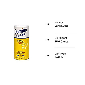 Domino Premium Pure Cane Granulated Sugar with Easy Pour Recloseable Top 16 oz. (Pack of 1)