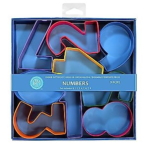 R&M International Numbers 3" Cookie Cutters, Assorted Colors, 9-Piece Set